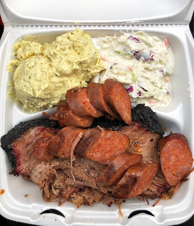 The BBQ sampler that answers the eternal question "Why choose one meat when you can have three?" with delicious, smoke-infused certainty.