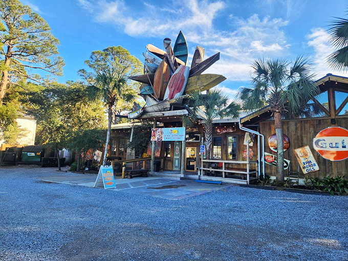 AJ's colorful surfboards and weathered wood exterior announce: "Serious food, unserious attitude." Their grouper sandwich might be the best thing between two slices of bread.