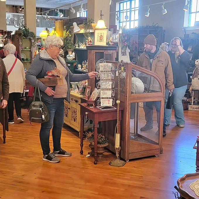 Serious antiquing in action&mdash;that moment when you've spotted something special and are mentally rearranging your living room to make it fit.