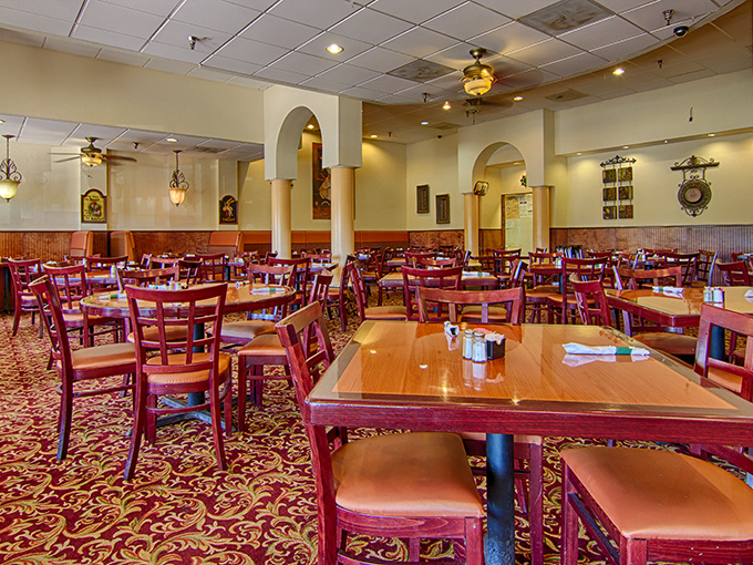 The dining room that could tell a thousand stories if those columns could talk. This isn't just eating out &ndash; it's communal Florida dining at its finest.