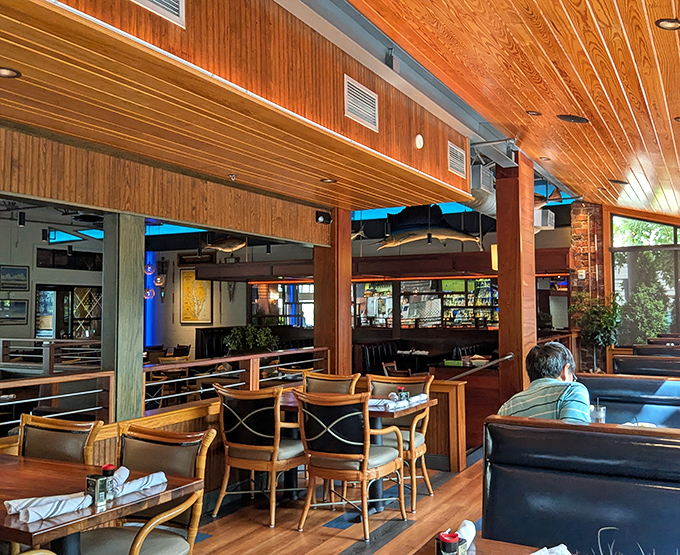 Warm wood ceilings and thoughtful lighting create the perfect backdrop for seafood indulgence. Comfortable without being casual, elegant without being stuffy.