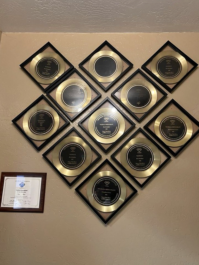 Wall of fame: These awards aren't just decorations&mdash;they're badges of honor in the competitive sport of breakfast perfection.