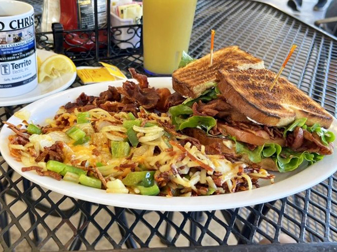 This isn't just a sandwich and hash browns&mdash;it's architecture. The perfect stack of ingredients creating a skyscraper of flavor that demands respect.