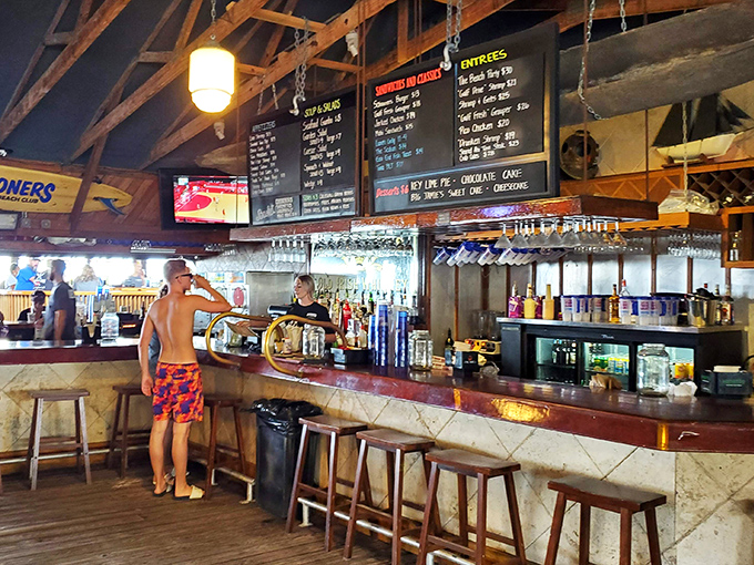 A bar where swimsuits are acceptable attire and the drinks flow like the tide. Beach life doesn't get more authentic than this sandy-footed paradise.