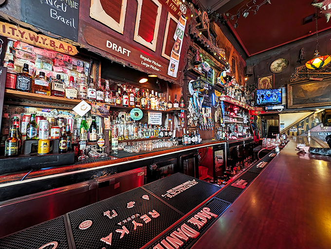 The bar doesn't just stock bottles; it collects memories. Each label represents thousands of celebrations, commiserations, and "just because" moments.