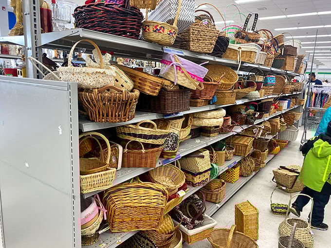 Wicker baskets overflow with possibilities, ready to organize lives or hold picnic dreams yet to unfold.