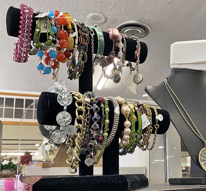 Jewelry displays where costume pieces sparkle with as much personality as their pricier counterparts &ndash; perfect for fashionistas on a budget.