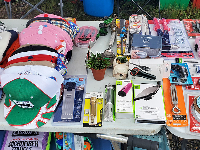 Baseball caps and gadgets galore&mdash;this table offers solutions to problems you didn't know you had until this very moment.