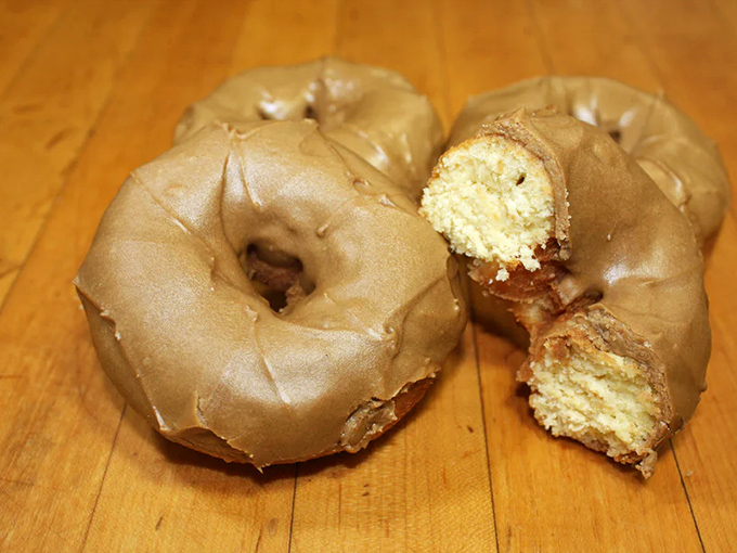 The maple-glazed cake donut&mdash;dense, moist, and unapologetically indulgent. One bite and you'll understand why people line up before dawn.