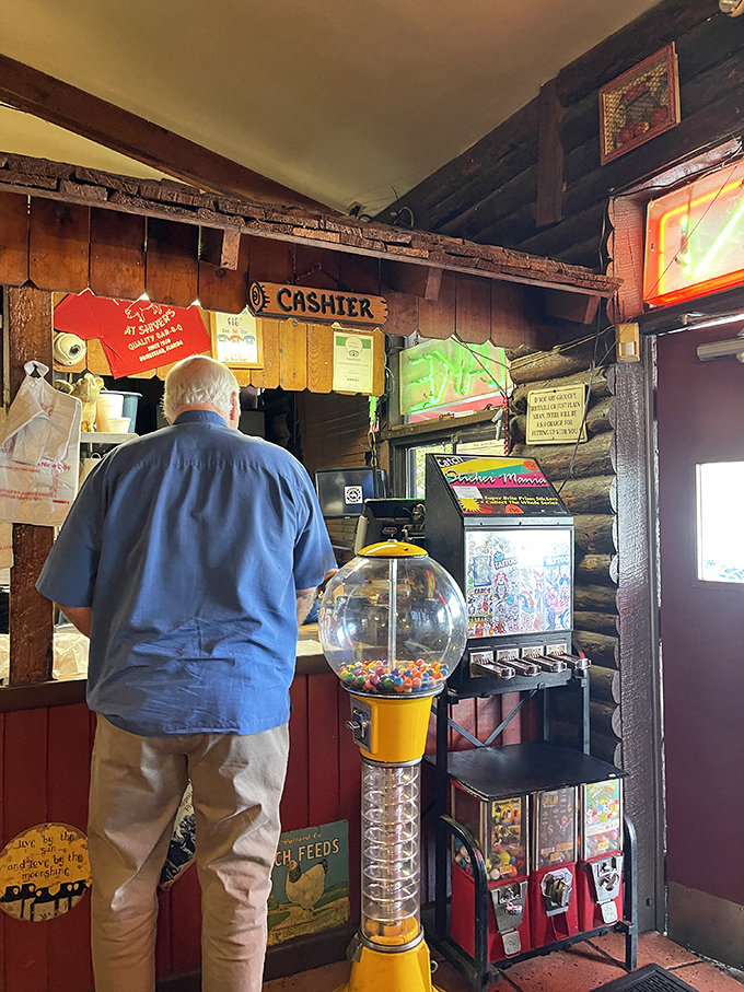 The candy machine by the cashier&mdash;because sometimes after a full rack of ribs, what you really need is a gumball for the road.