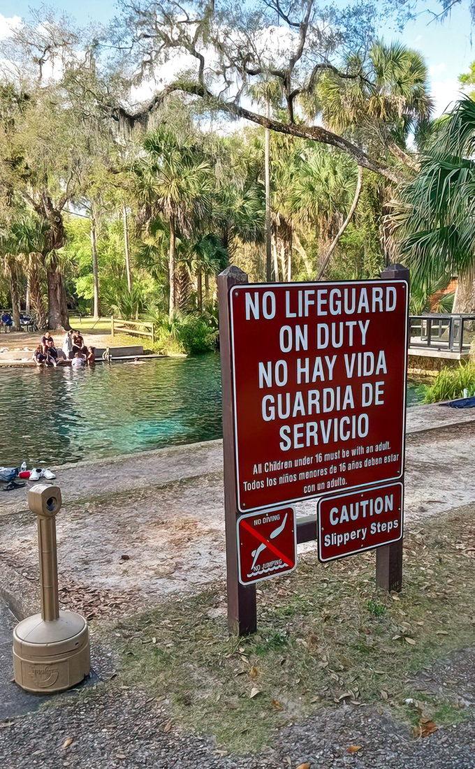 Safety first, swimming second &ndash; because even paradise has a few house rules to follow.