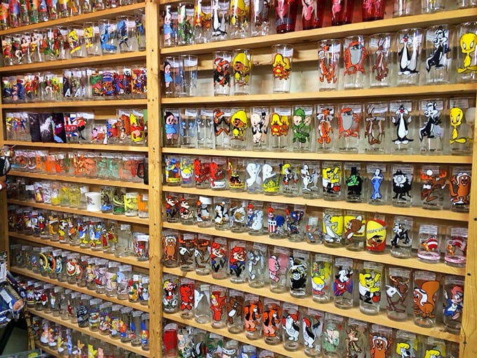 The cartoon character drinking glass wall&mdash;where Bugs Bunny, Tweety Bird, and friends wait to bring whimsy to your morning orange juice.
