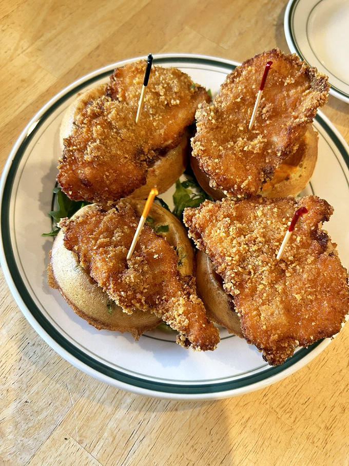 Chicken and waffle bites that solve the eternal breakfast dilemma: sweet or savory? The answer is emphatically "both."