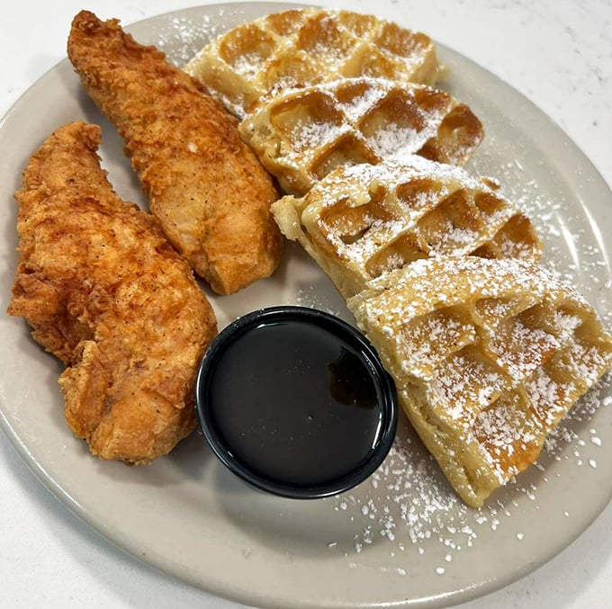 Chicken and waffles &ndash; that perfect marriage of crispy and sweet that makes you wonder why we ever separated breakfast from dinner in the first place.
