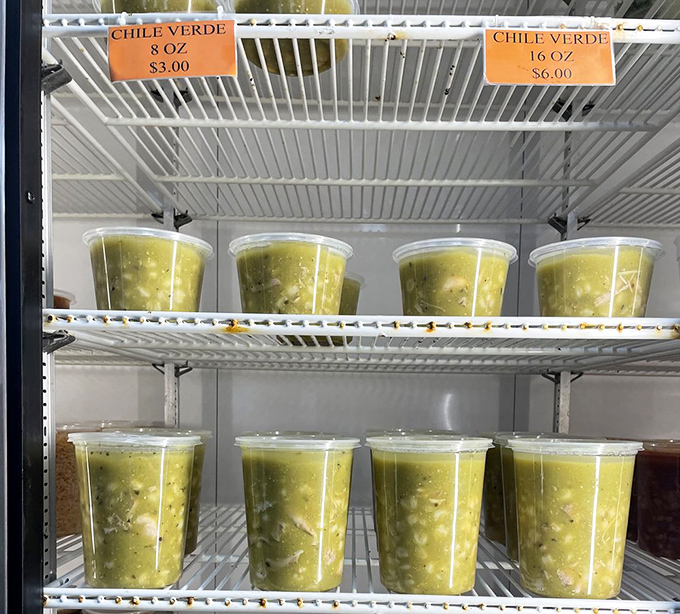 Chile verde: sunshine captured in containers. This vibrant green sauce packs more personality than most people you'll meet today.