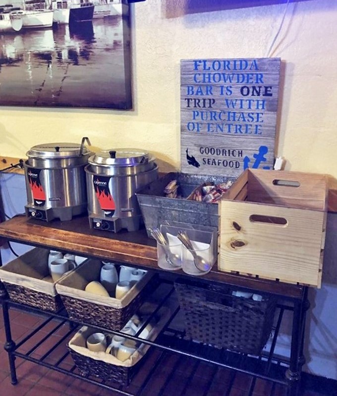 The Florida Chowder Bar &ndash; where tomato-based magic happens. One trip with your entr&eacute;e is like winning the soup lottery.