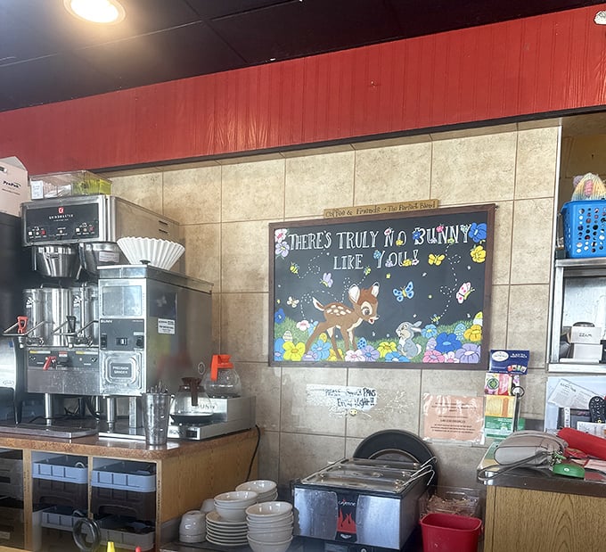 A whimsical Bambi-themed chalkboard reminds us there's "truly no bunny like you" &ndash; diner charm that's simultaneously eye-roll inducing and heartwarming.