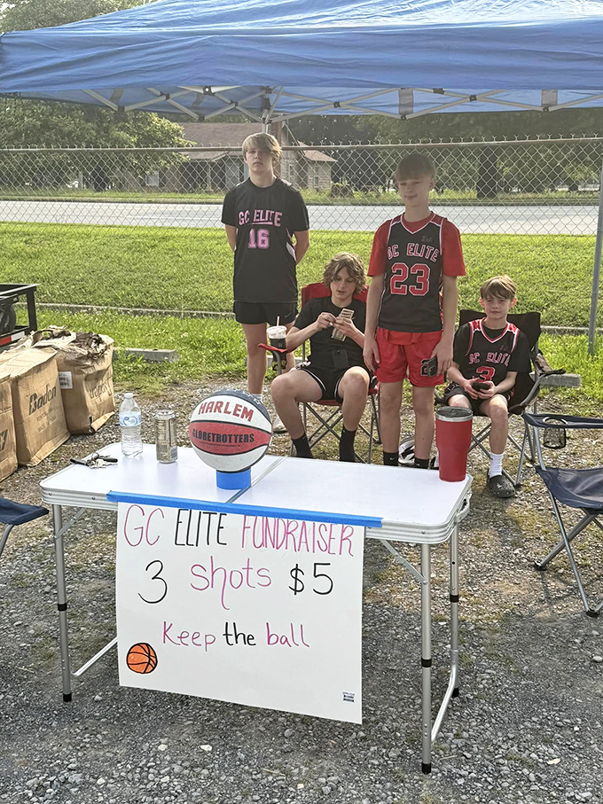 Young entrepreneurs learn the art of the hustle with their basketball fundraiser. Future Shark Tank contestants in training, selling fun by the shot.