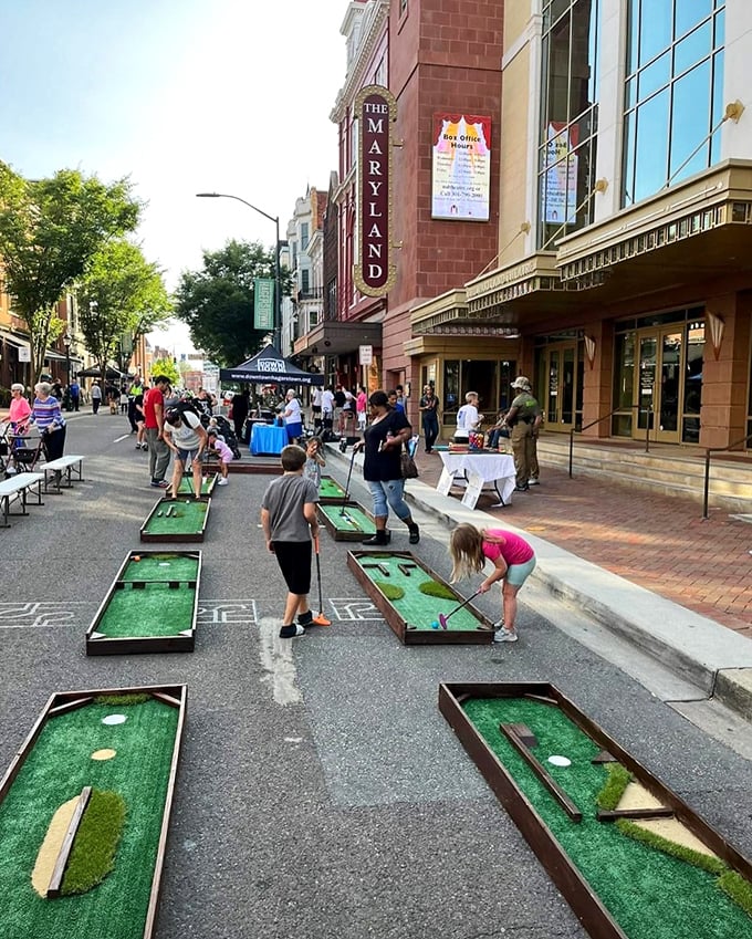 Nothing says "small-town charm" quite like street mini-golf outside the historic Maryland Theatre. Family fun that brings generations together on a sunny afternoon.
