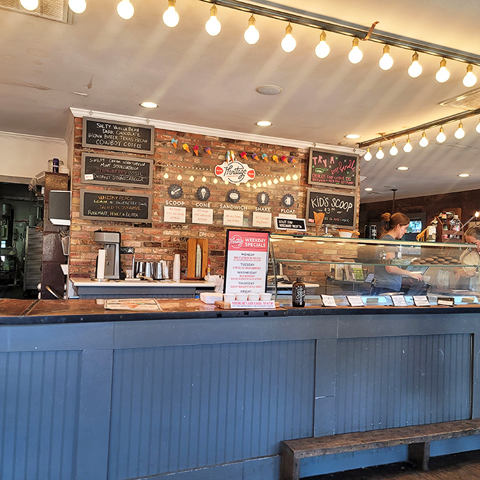 The copper-topped counter gleams under the lights, a stage where frozen dreams come true daily.