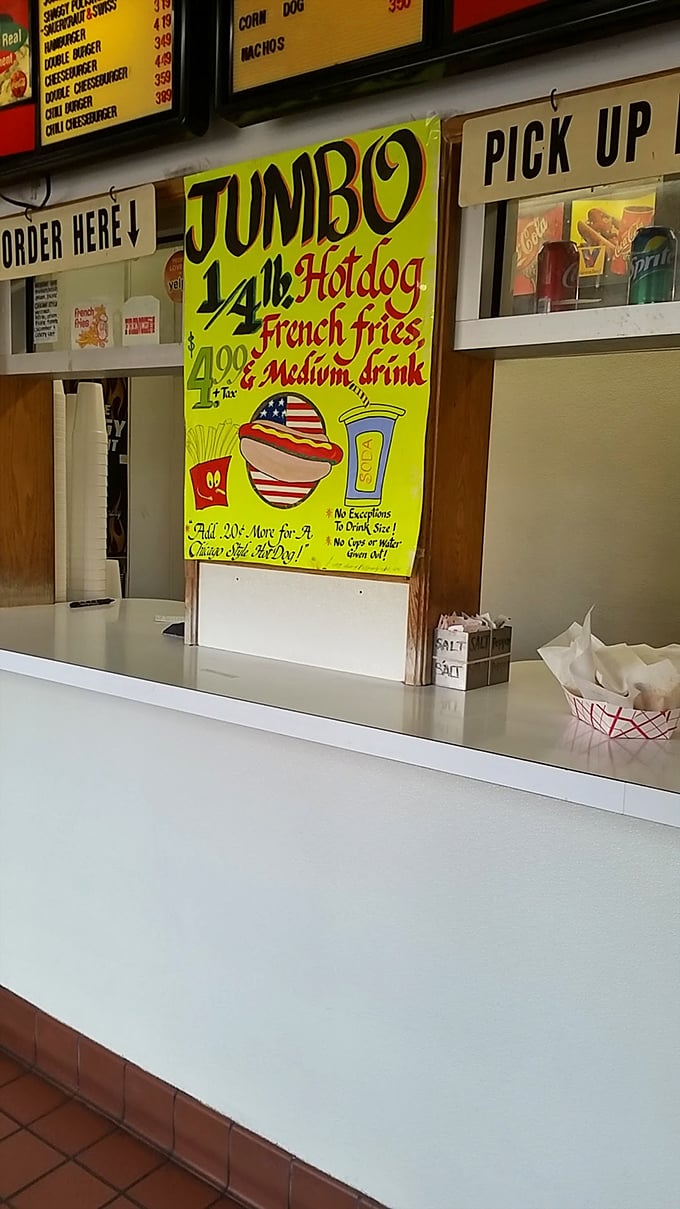 The counter where magic happens. That "ORDER HERE" sign has directed generations of Chicagoans toward happiness, one hot dog at a time.