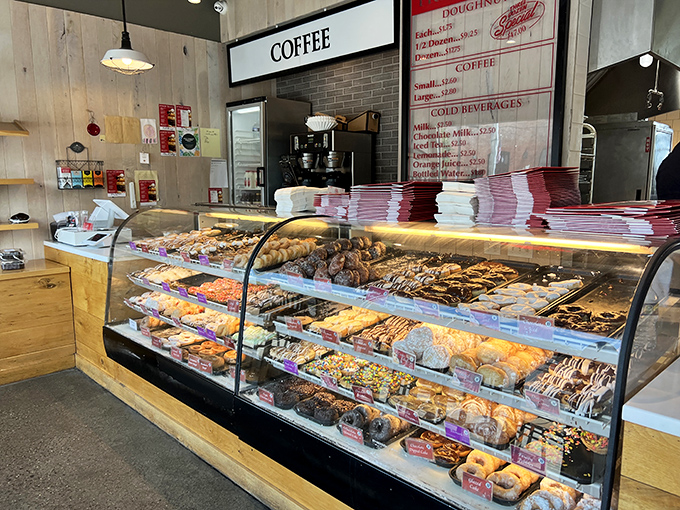 The glass case of emotion. Each shelf displays edible art that transforms ordinary mornings into celebrations of sweetness.