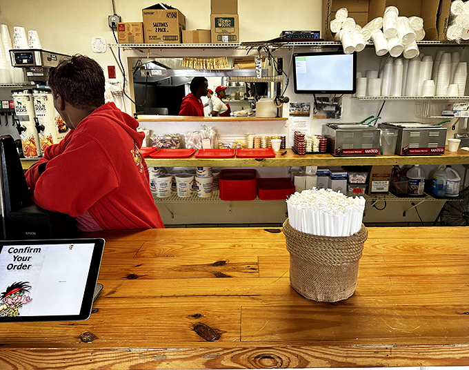 Where the magic begins: a simple wooden counter, an order pad, and the promise of seafood that will haunt your dreams long after vacation ends.