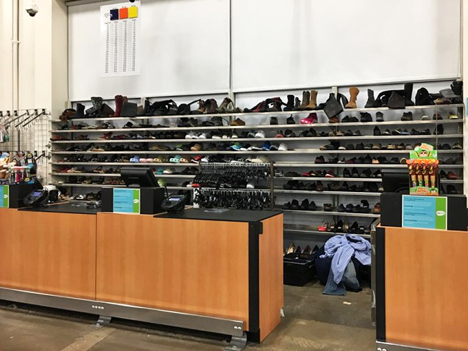 The shoe section: a footwear reunion where everything from barely-worn sneakers to vintage boots awaits their Cinderella moment.