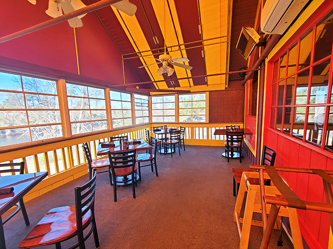 The covered patio offers a bright, airy alternative for those who want their steak with a side of sunshine and gentle breezes.