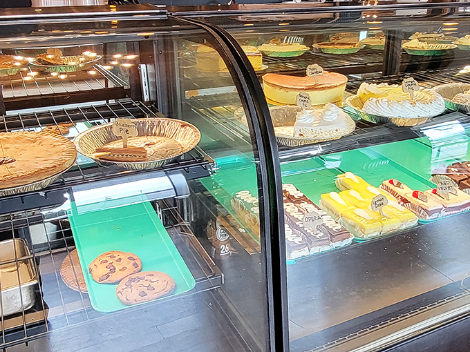 The dessert case &ndash; where willpower goes to die. Each pie and pastry silently whispering, "Diet tomorrow, indulge today."