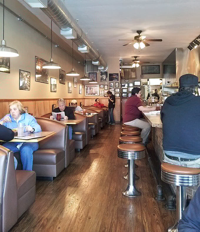 The classic diner layout &ndash; booths on one side, counter seating on the other &ndash; creates the perfect ecosystem for both private conversations and communal dining.