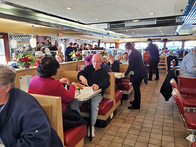 A bustling dining room where strangers become neighbors and everyone shares one common religion: the worship of really good food.