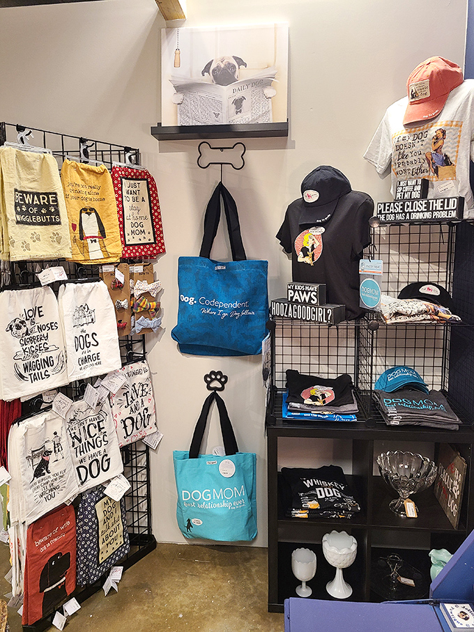 Dog lovers' nirvana where "who rescued who" isn't just a bumper sticker but an entire merchandising philosophy.