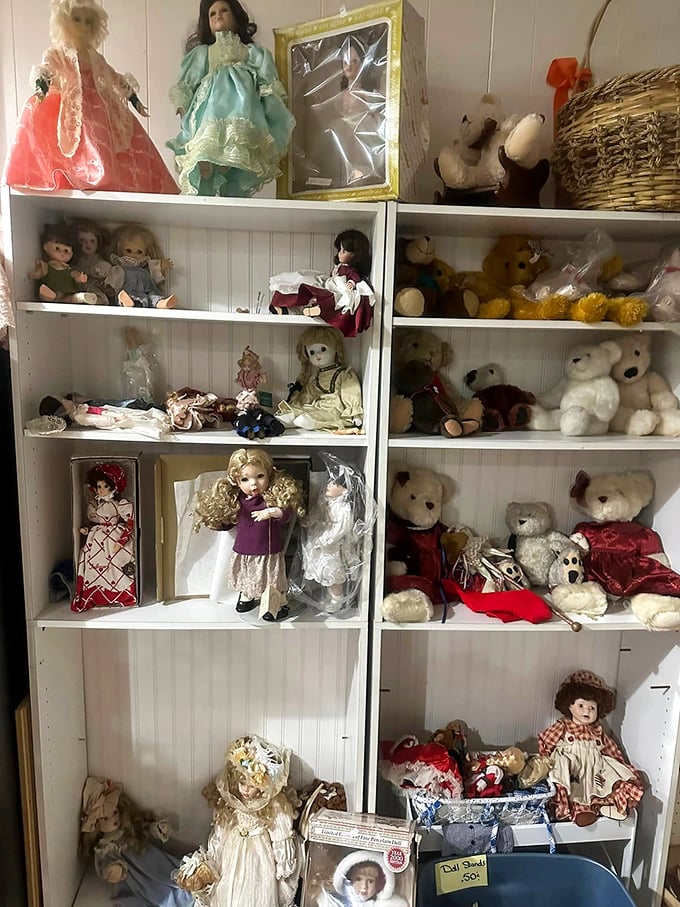 Dolls with knowing eyes and vintage teddy bears create the world's most adorable (or slightly unnerving) welcoming committee.