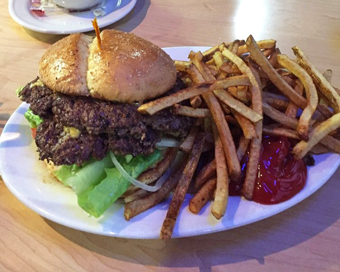 This burger isn't playing games &ndash; it's staging a delicious revolution against mediocre lunches everywhere. Those hand-cut fries are its loyal infantry.