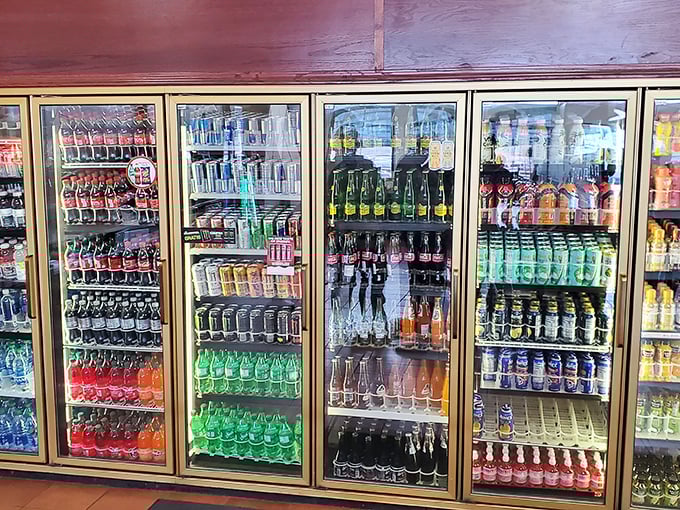A rainbow of refreshment options standing at attention. After spicy tacos, these cold beverages become more than drinks&mdash;they're liquid salvation.