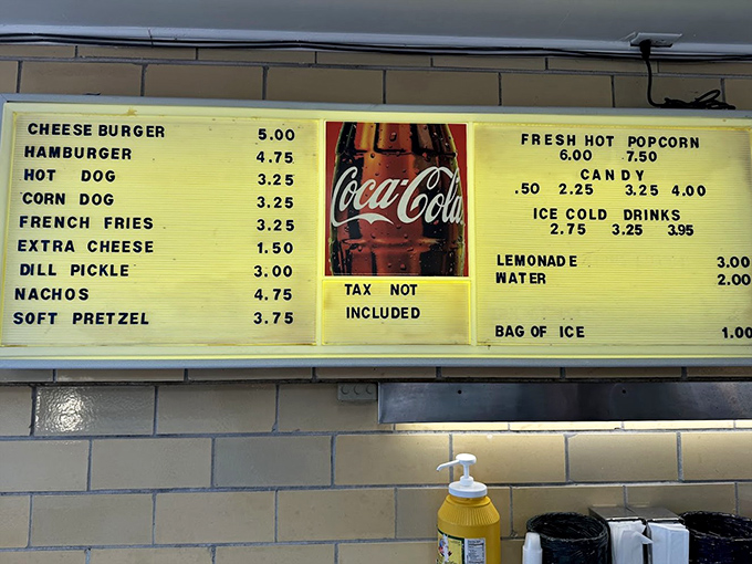 The concession menu&mdash;a time capsule of classic movie snacks at prices that won't require a second mortgage.