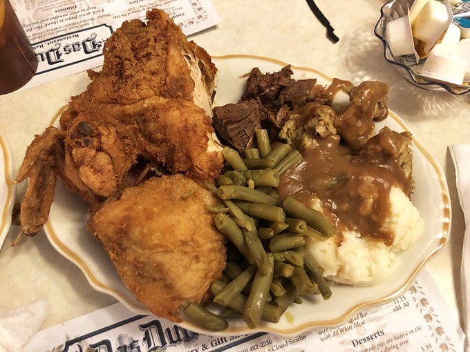 The Dutch Sampler Dinner: where fried chicken meets pot roast in a plate-filling celebration of heartland cooking at its finest.