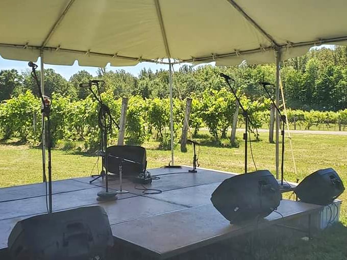 The stone fireplace anchors the space, promising cozy conversations even when Ohio weather does its unpredictable thing.