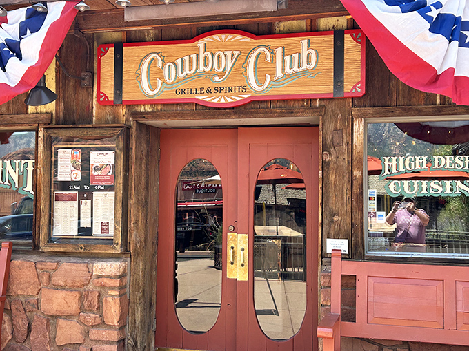 Those iconic red doors might as well have a sign saying "Abandon your diet, all ye who enter here."