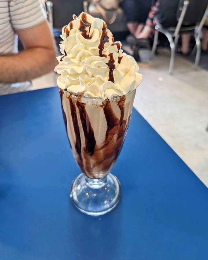 A milkshake so magnificent it deserves its own ZIP code. This towering creation makes you understand why people invented straws.