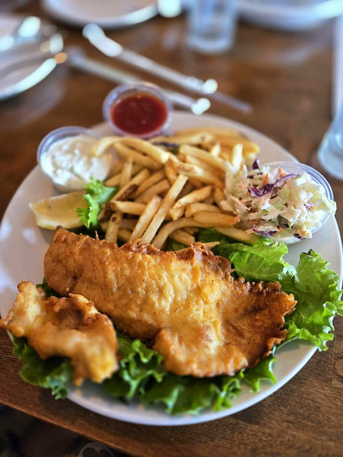 Fish and chips that would make a British pub regular weep with joy&mdash;golden, crisp, and impossibly fresh.