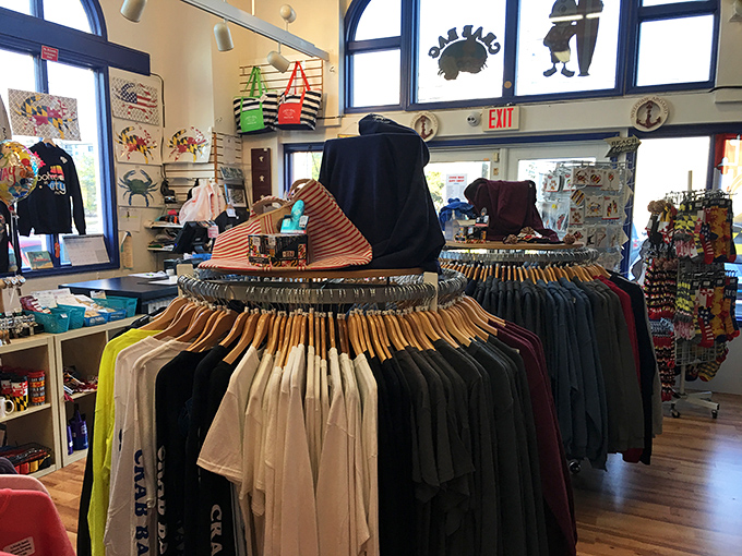 Even the gift shop understands the assignment&mdash;because nothing says "I conquered Maryland seafood" like a crab-themed t-shirt.