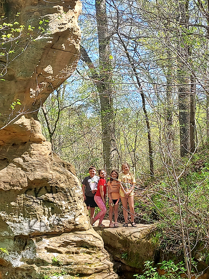Young explorers discover that the best playground equipment was built 300 million years ago.