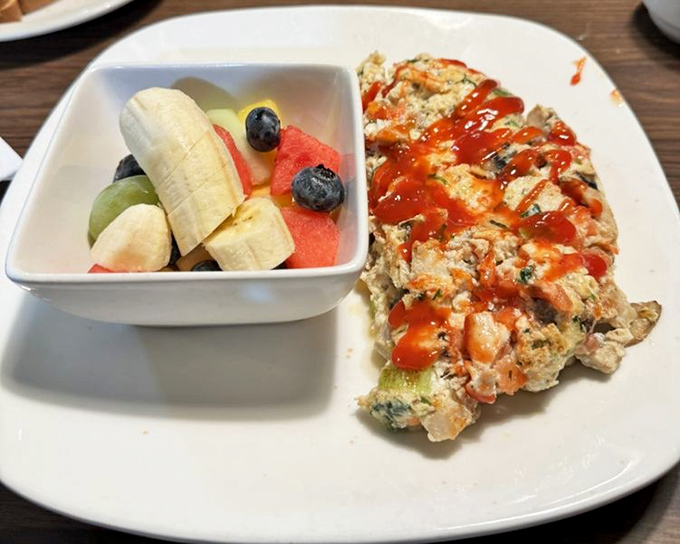 The Heartsaver omelet proves healthy eating doesn't mean sacrificing flavor or satisfaction at breakfast.