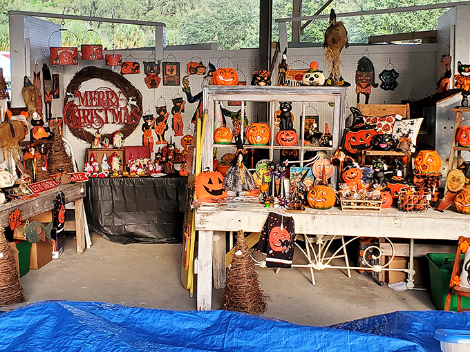 Halloween meets Christmas in this seasonal time warp, where vintage decorations from holidays past await their chance to adorn a new generation's home.