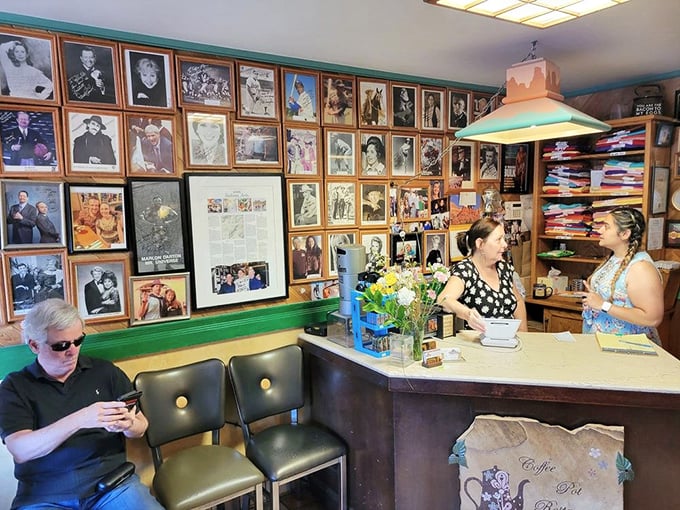 The wall of fame showcases visitors who've conquered the menu. Some came for the pancakes, others for the celebrity-spotting.