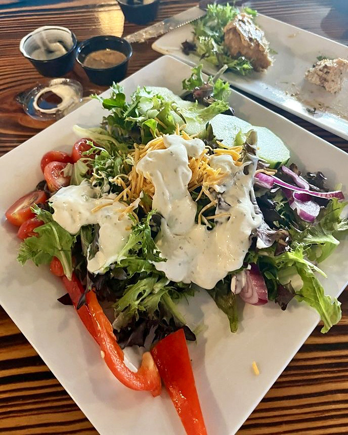 A salad that proves vegetables can be more than obligation. Fresh ingredients dressed up for their moment in the spotlight.