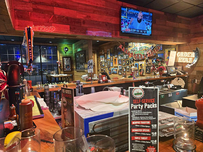 Order counter adorned with decades of memorabilia&mdash;each photo and trinket tells a story of Memphis barbecue heritage and happy customers.