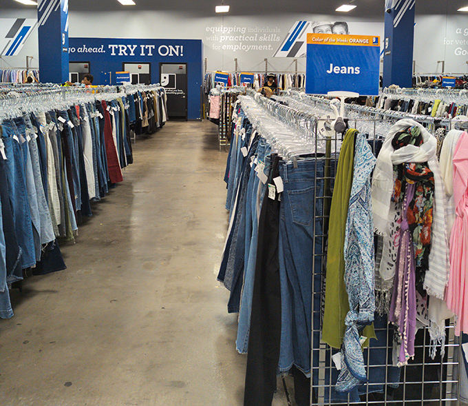Denim for days! The jeans section is meticulously organized, proving that finding your perfect pair doesn't require spending your perfect paycheck.
